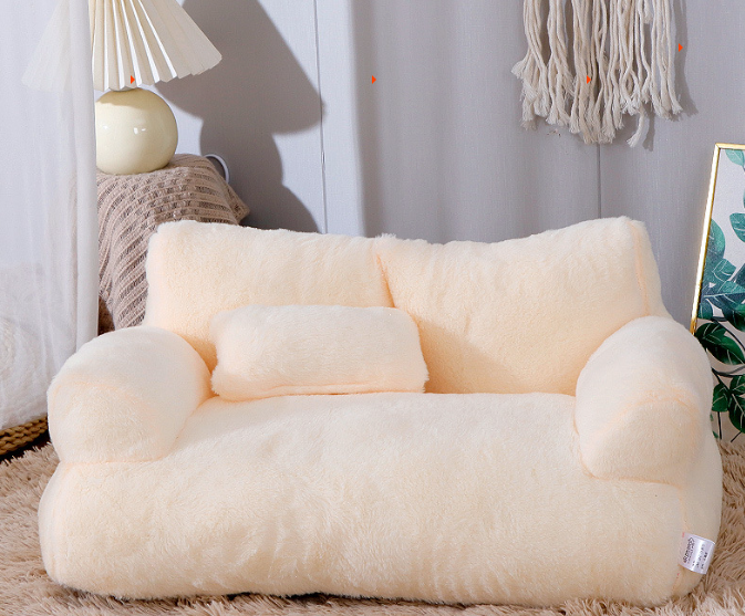 Лежанка "Диван", лежак для собак, кошек, хорьков, размер M 55*38*18 см, бежевый, вес животного до 4 кг