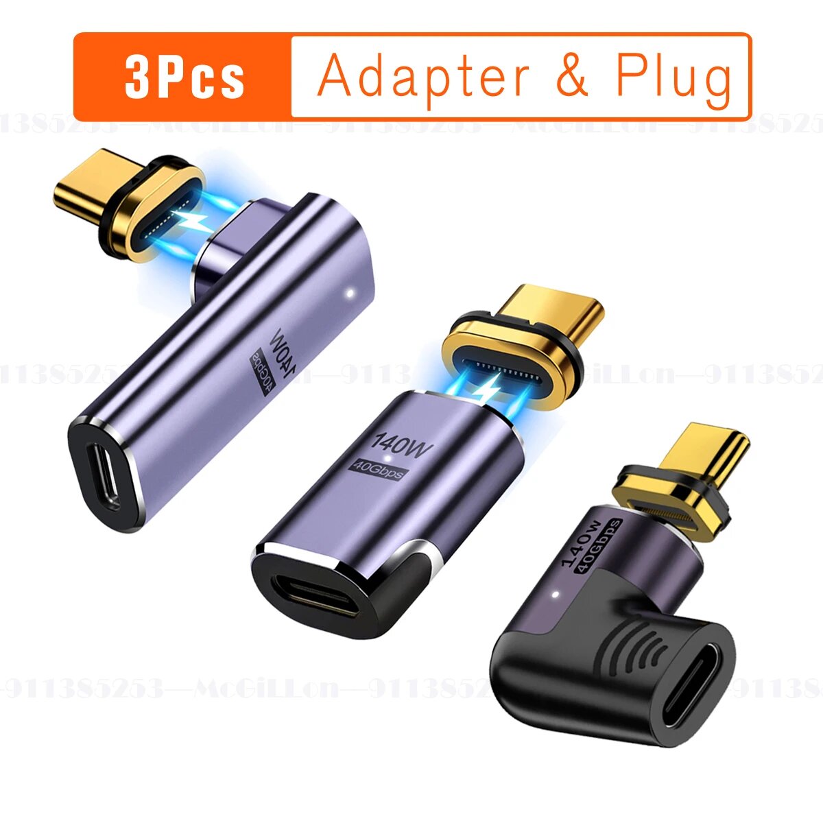 3шт. Магнитный адаптер USB-C Type-C, Цвет: 3Pcs MIX