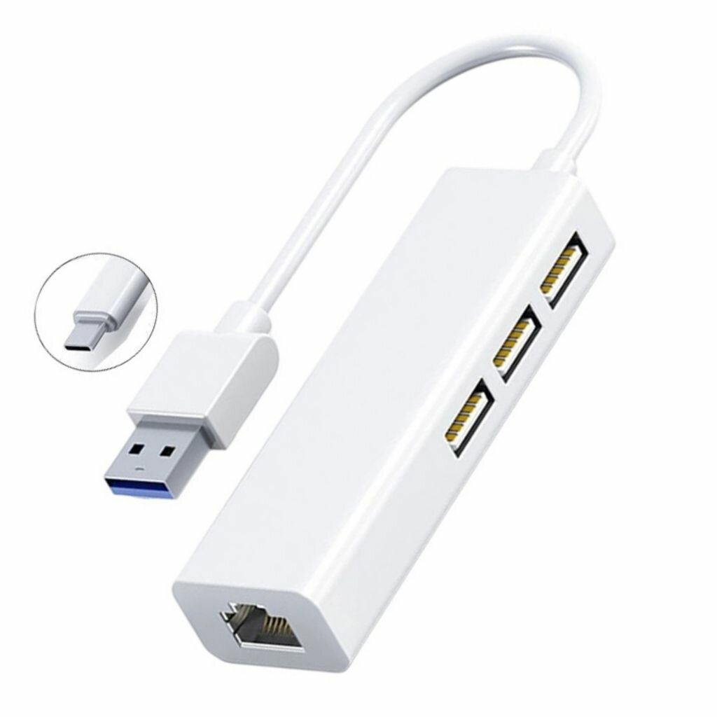 Разъем USB C к сетевому порту RJ45 100m и адаптеру 3USB