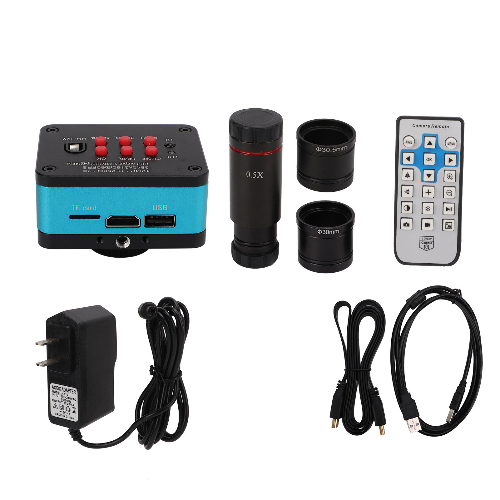 4K 12MP 60FPS Industrial Microscope Camera with 0.5X Lens High Definition Digital Electronic
