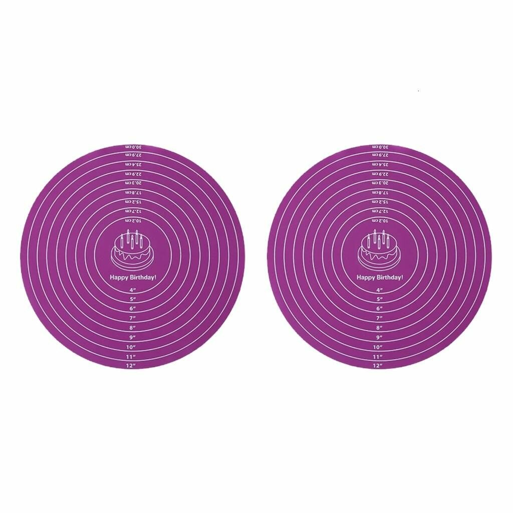 Набор из 2 термостойких силиконовых досок для раскатки теста для хлеба, пиццы, печенья, Фиолетовый