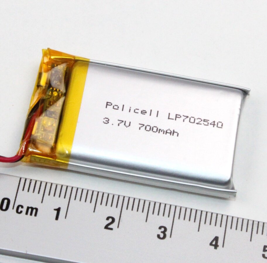 Аккумулятор PoliCell LP702540-PCM 3,7V, 700mAh, Li-Pol (с платой защиты), PoliCell