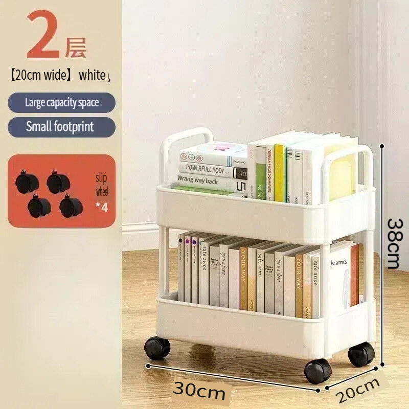 Тележка-стеллаж, многоярусная, на колесах, пластик, цвет белый