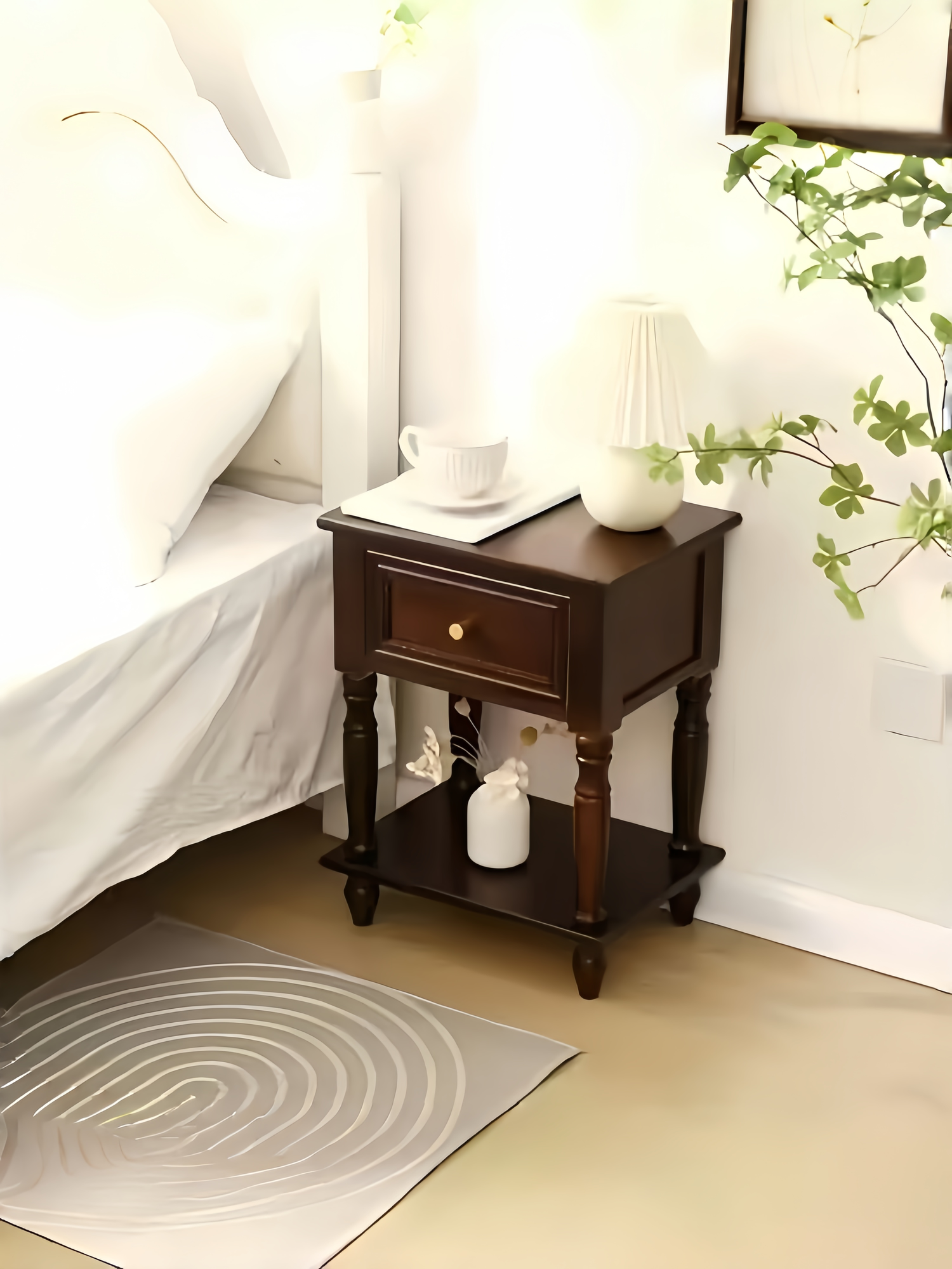 Тумба прикроватная "одри. STYLE", массив дерева/фанера, коричневый, лакированная