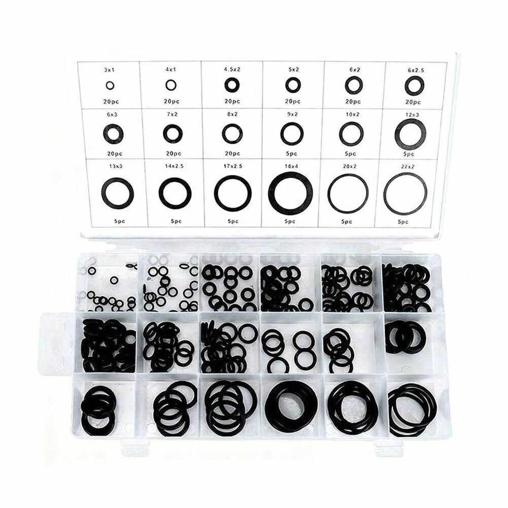Набор кольца уплотнительные резиновые маслобензостойкие 225 штук