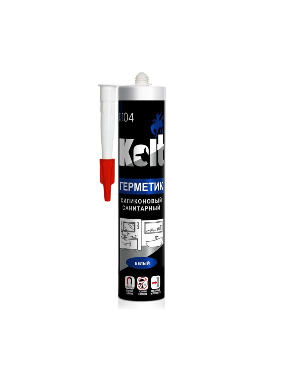 Герметик силиконовый санитарный 280 мл, белый, Kolt