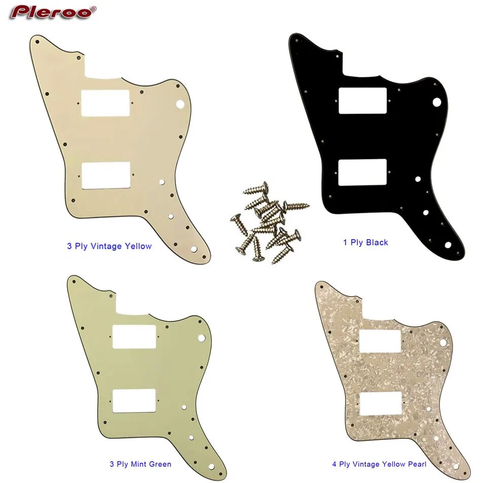 Pleroo Jazzmaster Pickguard с PAF Humbucker Черный, 3Ply Black