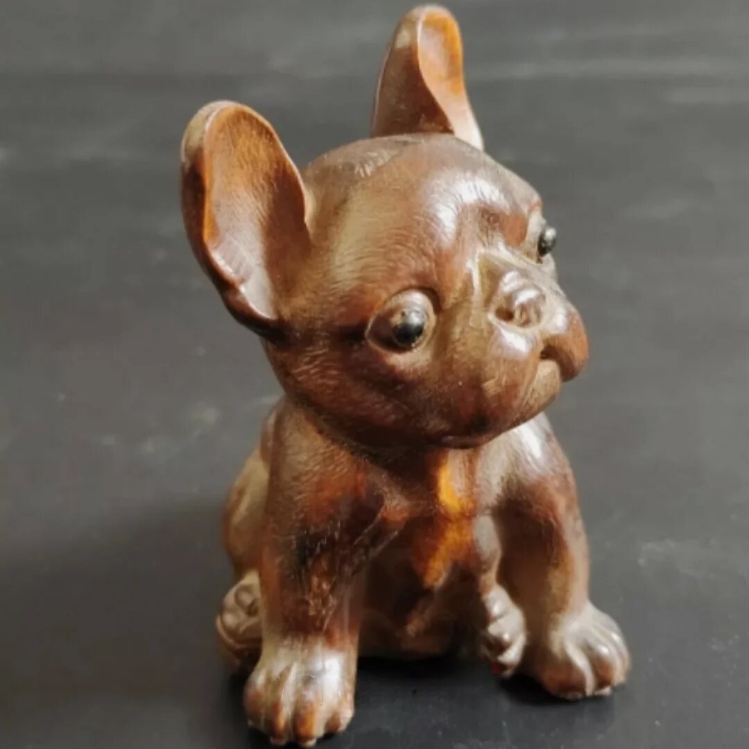 Деревянная статуэтка собаки netsuke — фото 1