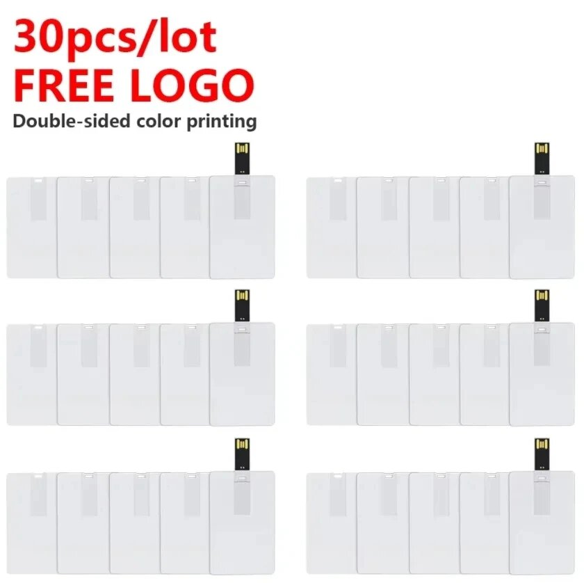 USB-флешка 2GB, 30шт, белый цвет, бесплатная печать лого