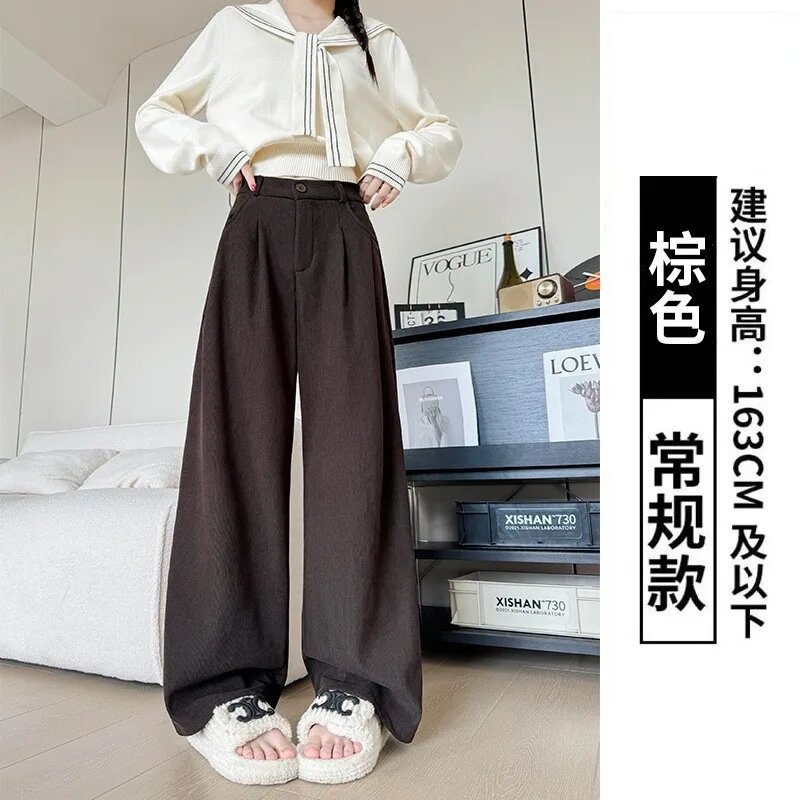 Women's Corduroy Pants High Waisted Wide Leg Loose Fit Straight Leg Trousers Fall Fashion Y2k Pants Sweatpants