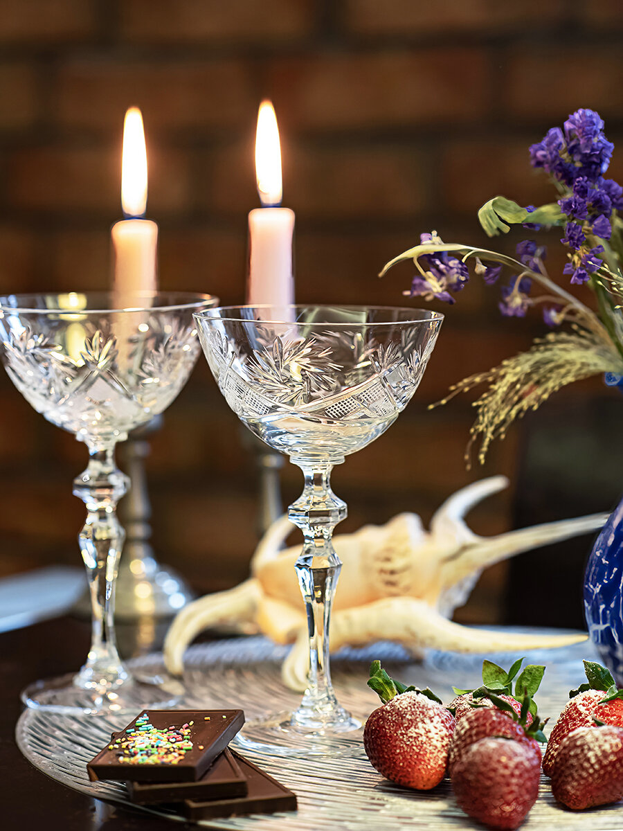 Хрустальные фужеры для шампанского и игристых вин 250 мл, шампанки набор 2 шт, Неман