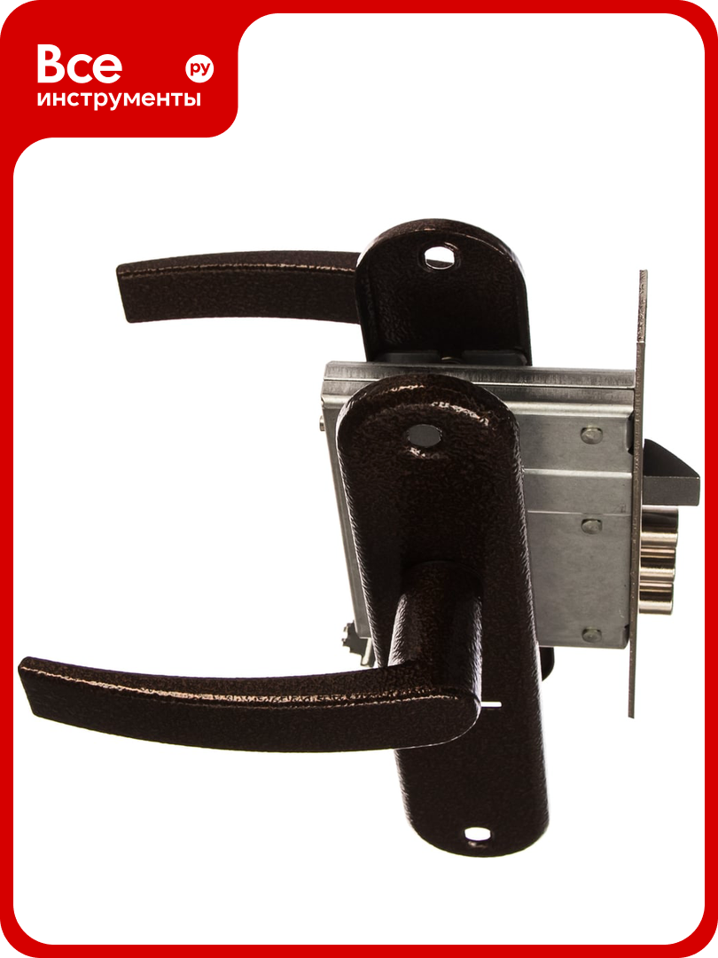 Врезной замок BORDER 2741 00002741 с хром планкой, ручкой в комплекте, для деревянных и металлических дверей