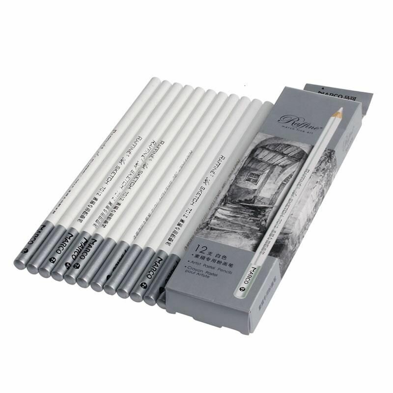 Набор пастельных карандашей для художников, 12 шт, Белый