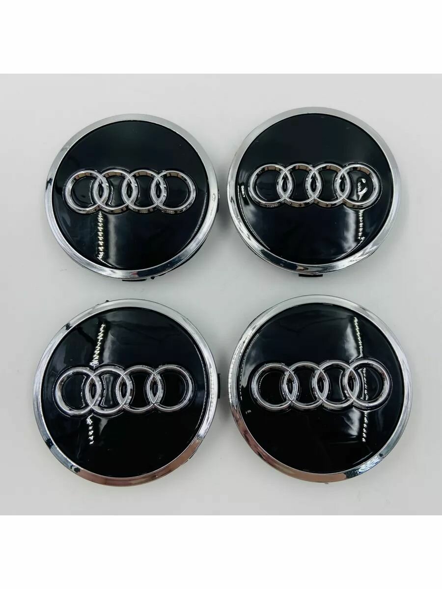 Колпачки заглушки на литые диски с эмблемой Audi 61 мм 4 шт