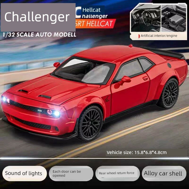 Красная модель автомобиля Dodge Challenger Hellcat Red Eye 1:32