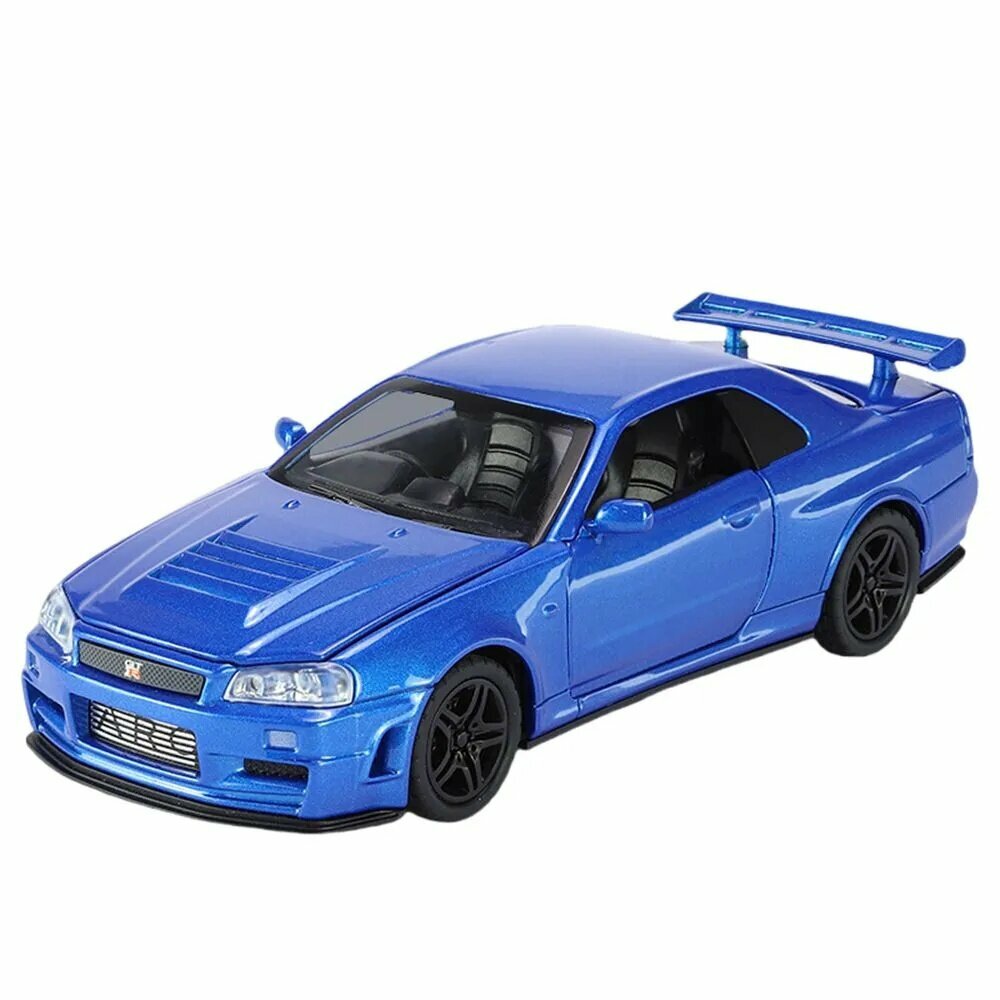 1:32 Ниссан GTR Скайлайн R34 R35 Металлическая модель автомобиля, игрушечная машина