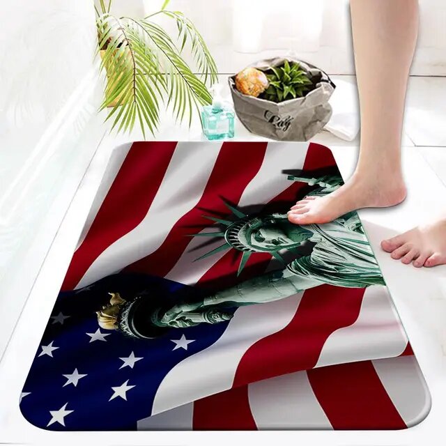 Длинный коврик с рисунком американского флага, в скандинавском стиле, придверный коврик для спальни и гостиной, противоскользящий коврик для балкона.