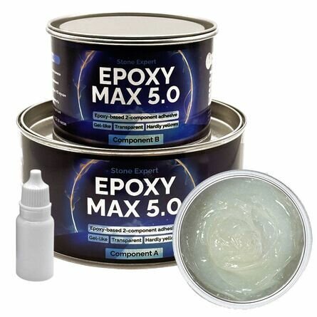 Густой эпоксидный клей для камня EPOXY MAX 5.0, прозрачно-молочный 1,5 кг