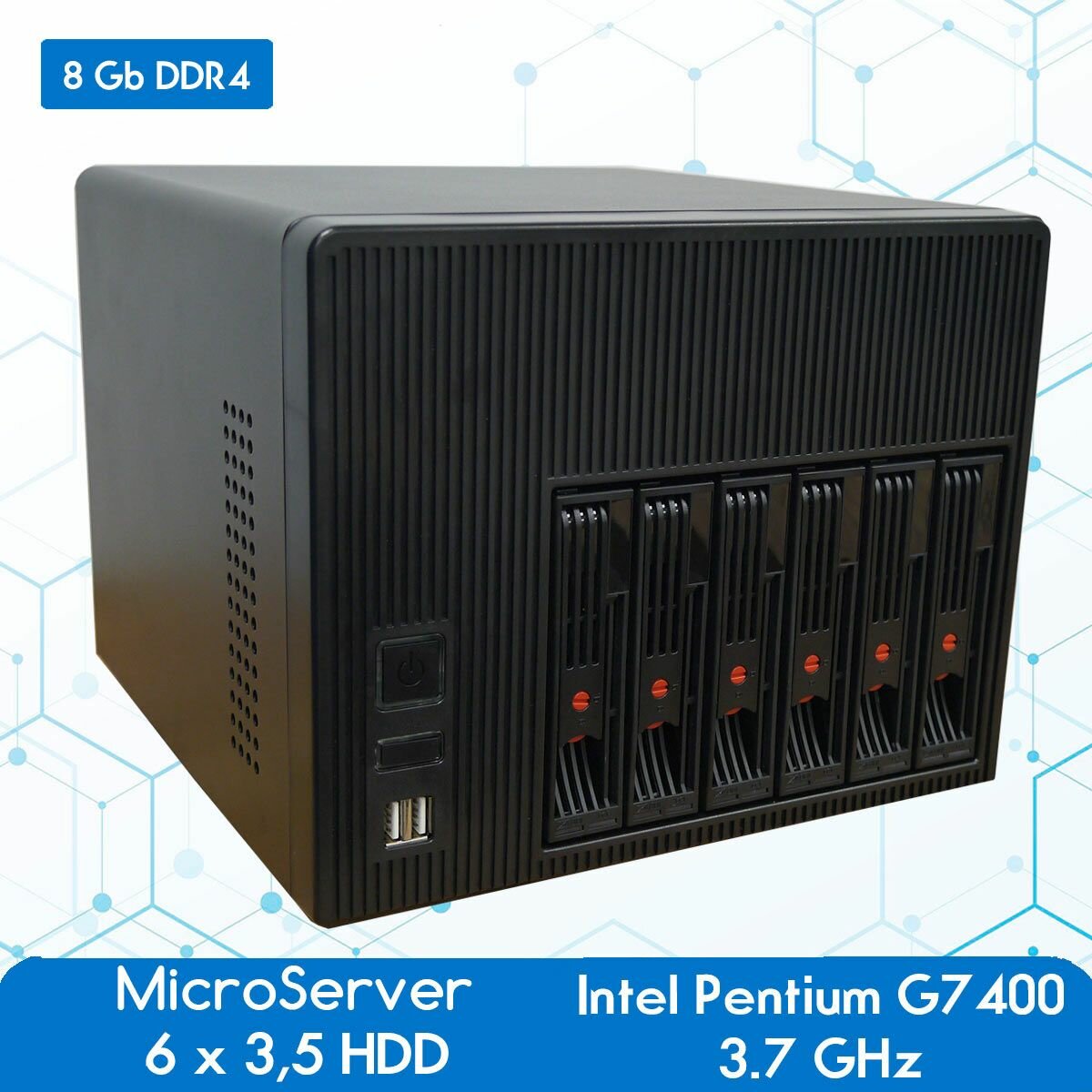 NAS хранилище-микросервер Huananzhi 6 х 3,5" HDD/Pentium G7400 LGA1700 3.70 GHz/8 Гб ОЗУ, ver 3.0