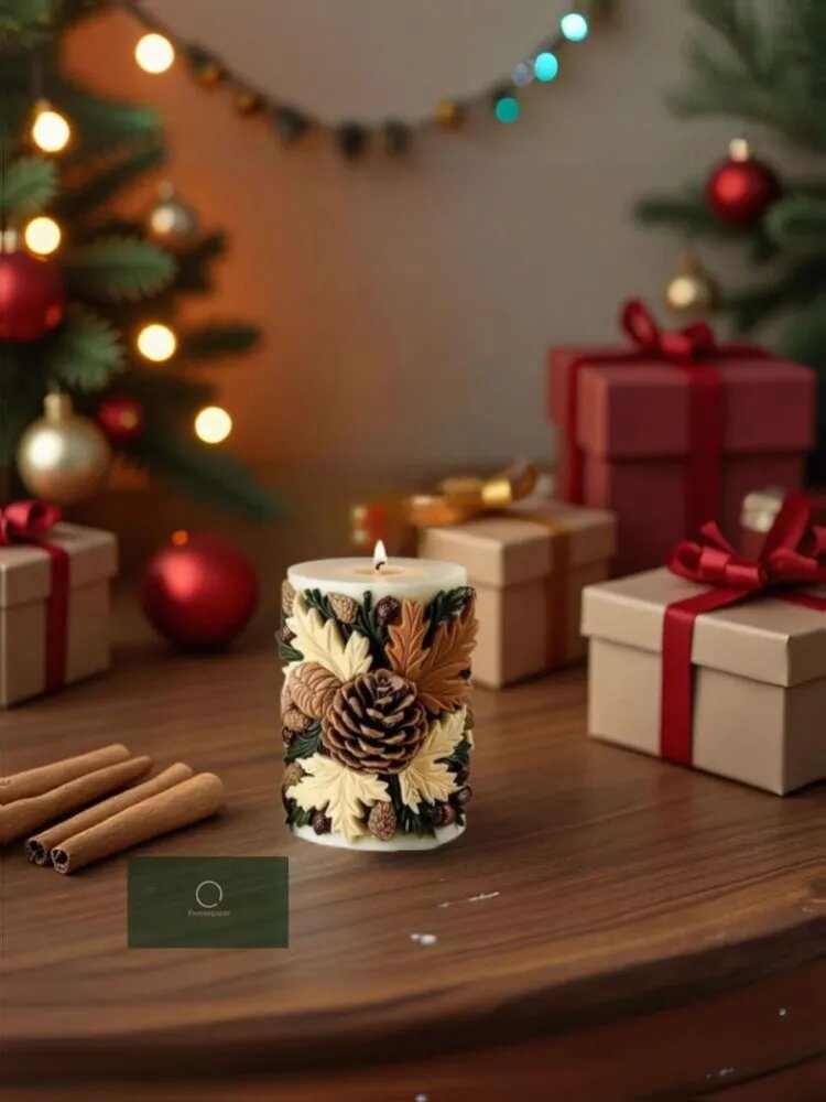 Форма для создания уникальных аромасвечей "Шишка с дубовым листом", гибкий силикон