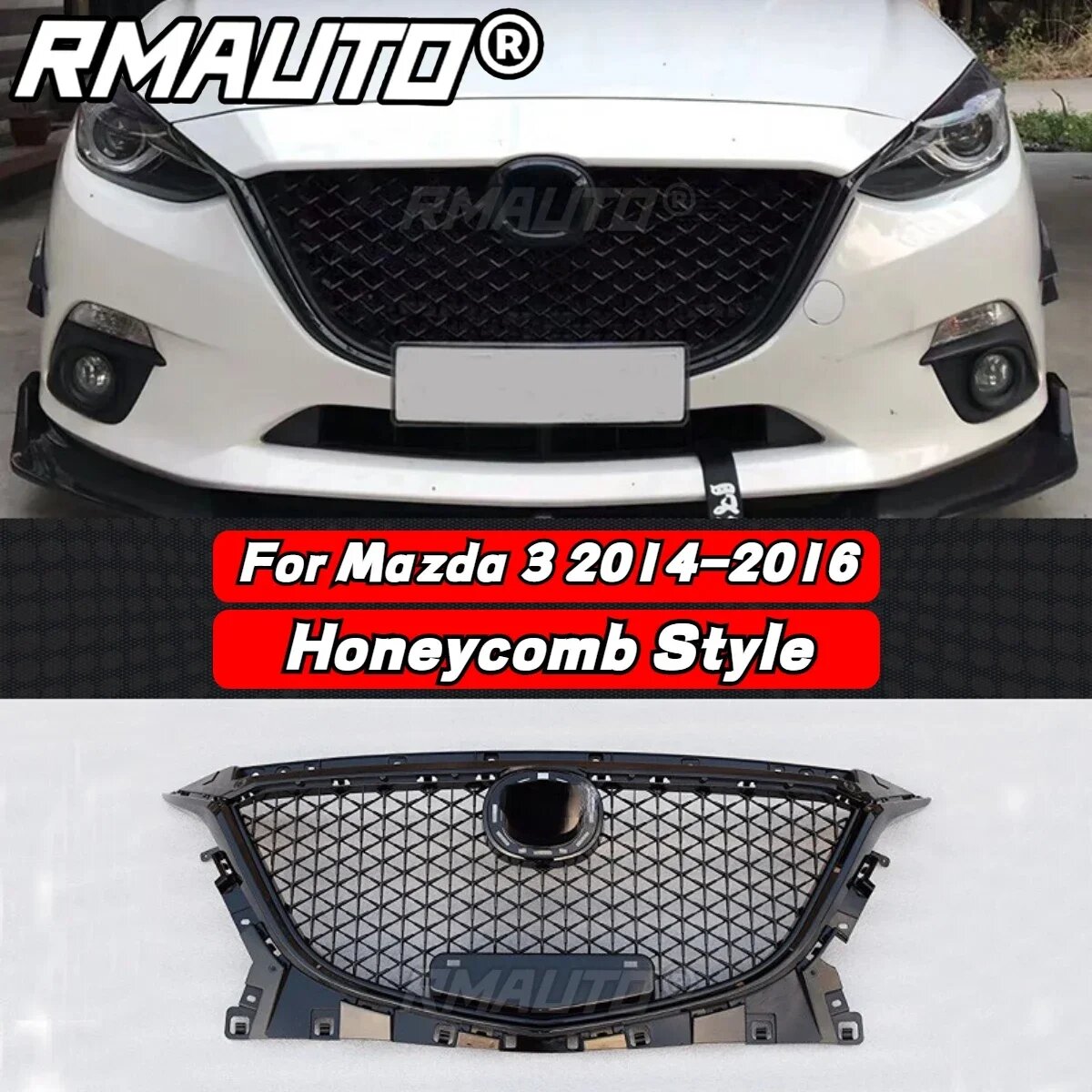 Решетка радиатора Mazda 3 2014-2016, Honeycomb