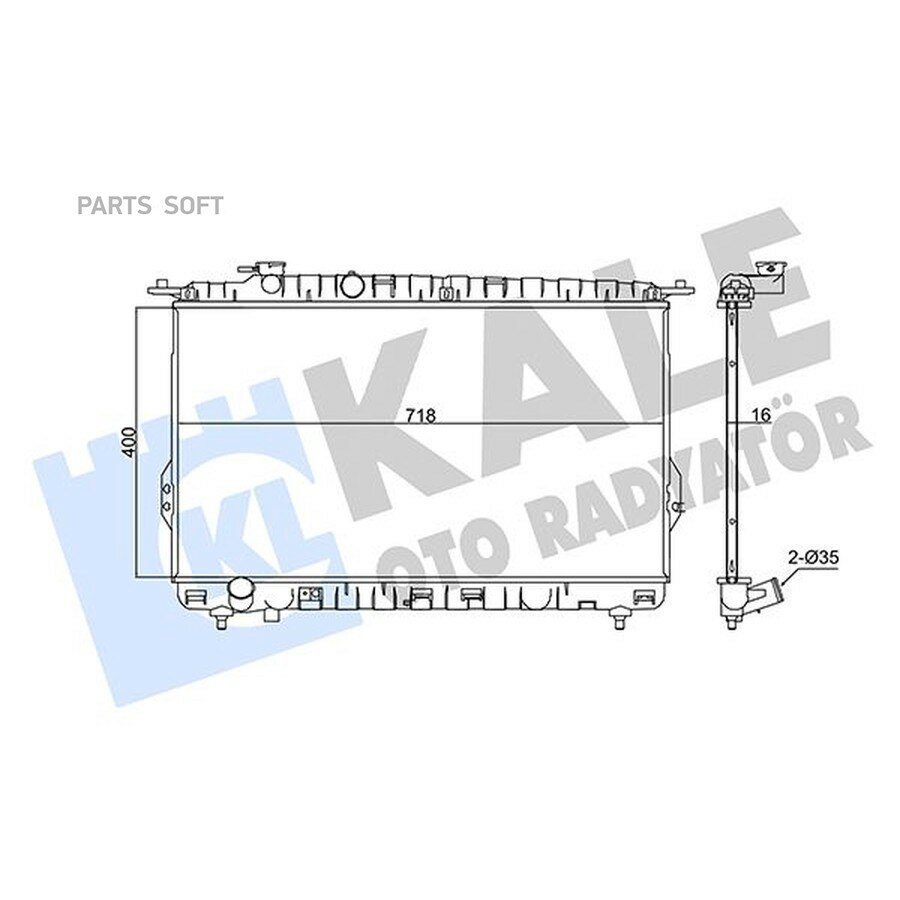 KALE 347810 Радиатор охлаждения двигателя HYUNDAI SONATA 98- 2.0/2.4/2.5/2.7 MT паяный