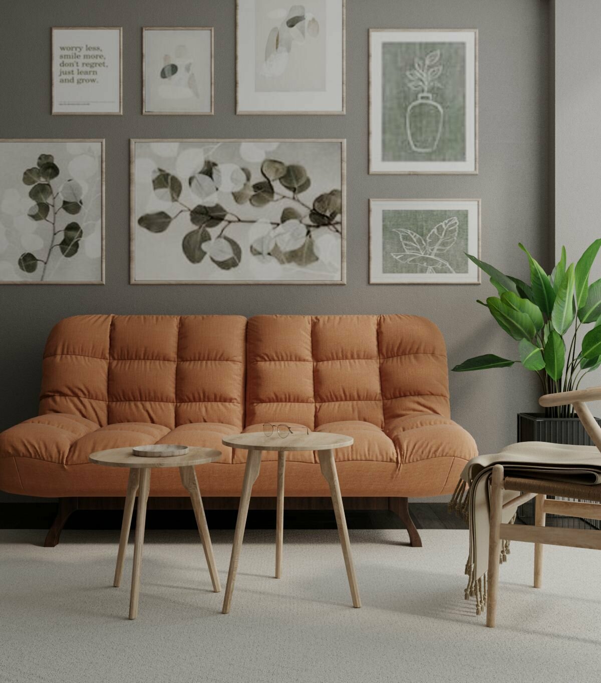 Диван прямой Тарли оранжевый