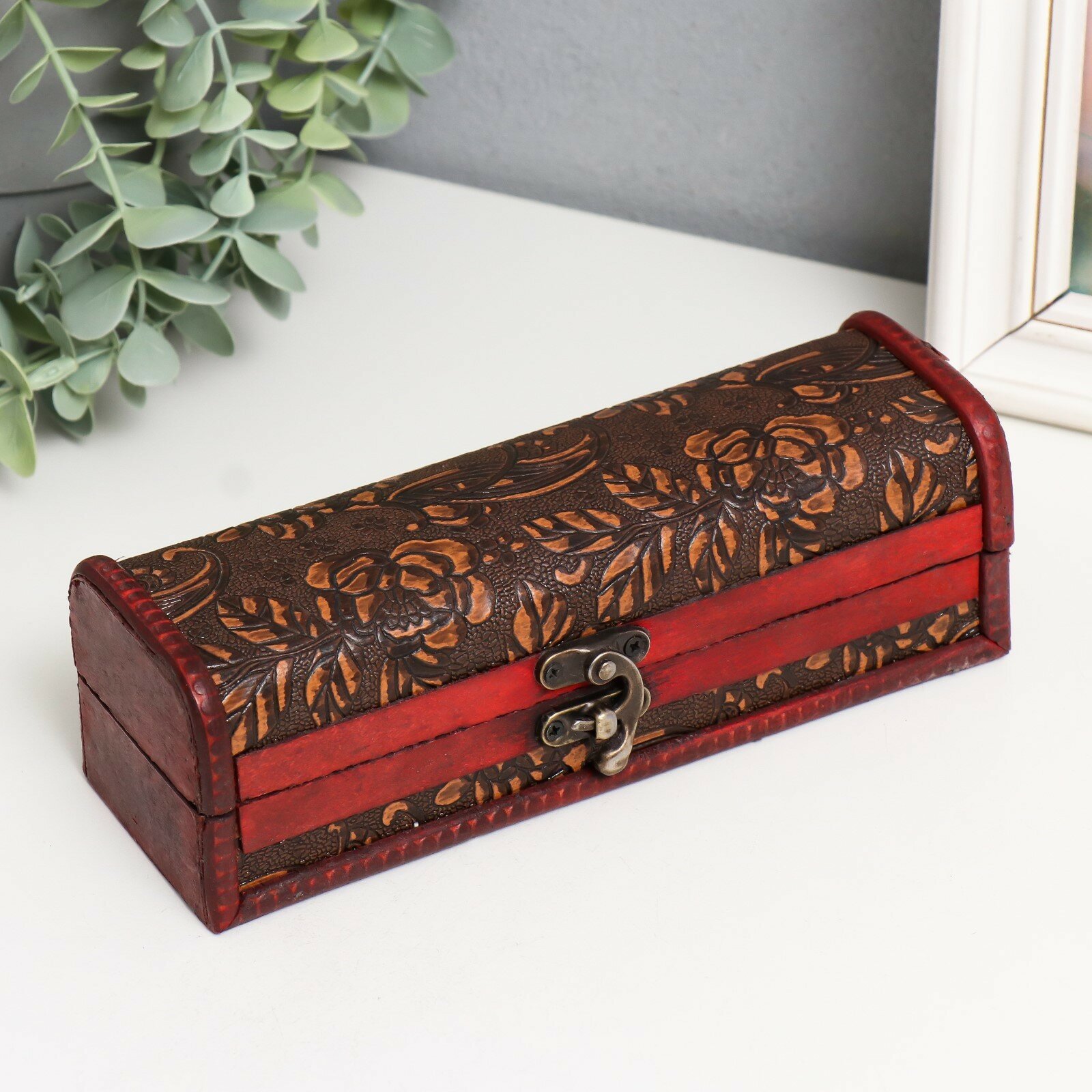 Шкатулка для украшений, "Цветы" 6,5 х 20 х 7 см, материал дерево