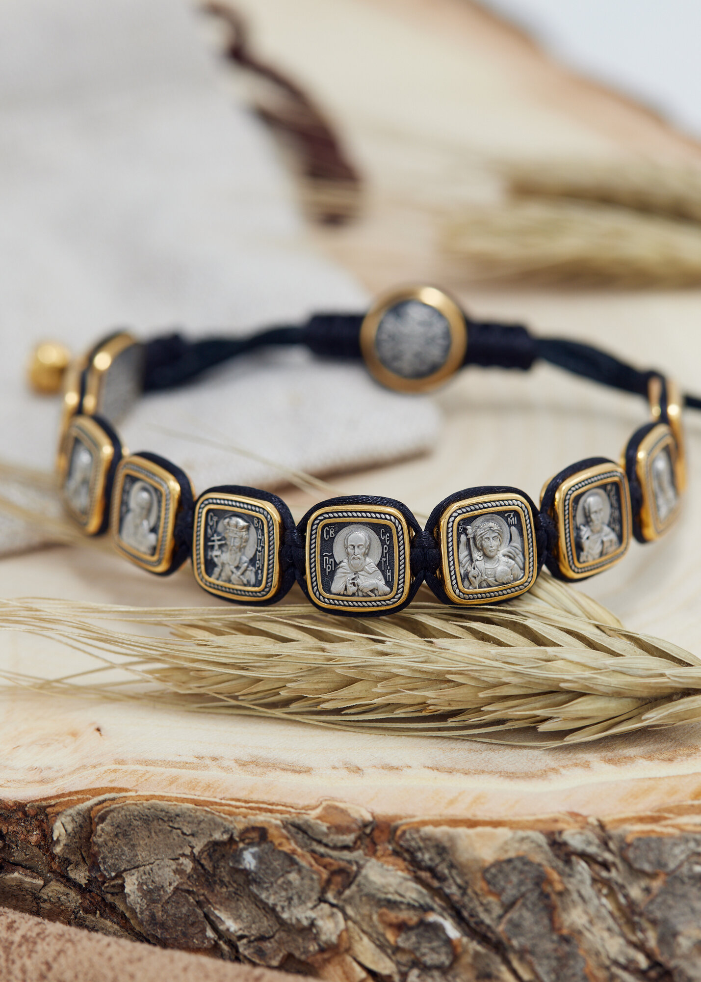 Браслет, серебро, 925 проба, золочение, чернение, родирование