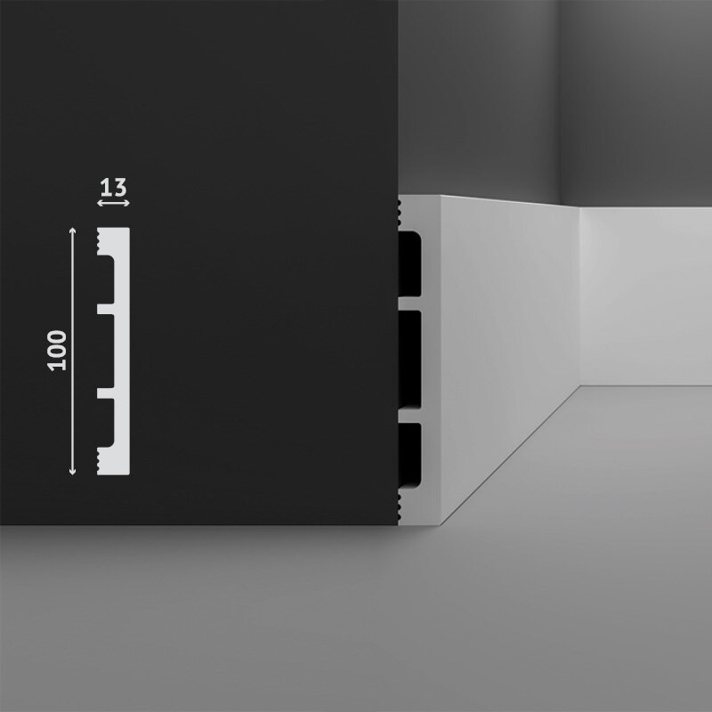 Плинтус дюрополимер напольный Decostar (Декостар), 100х13х2000 мм, SK51 белый