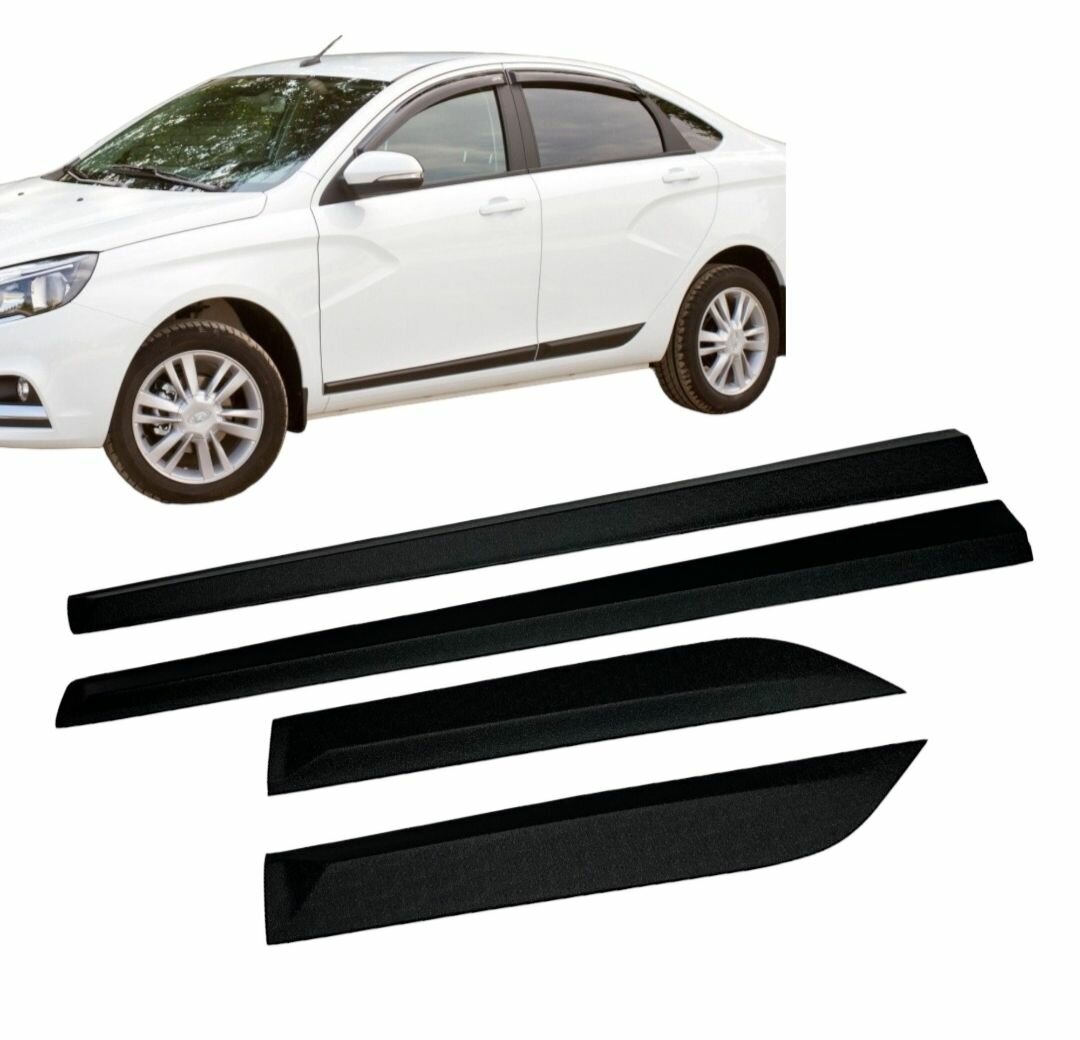 Молдинги дверей Лада Веста, Lada Vesta (к-т 4шт)