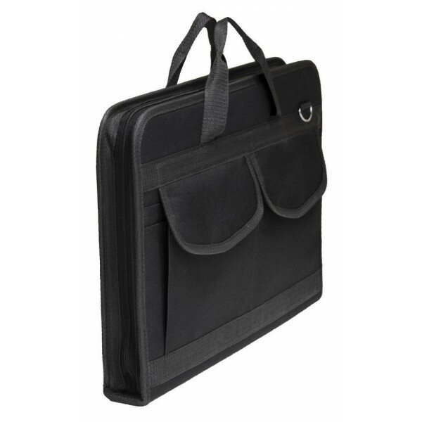 Папка для рисунков и чертежей формата А1 черная широкая с 3 карманами