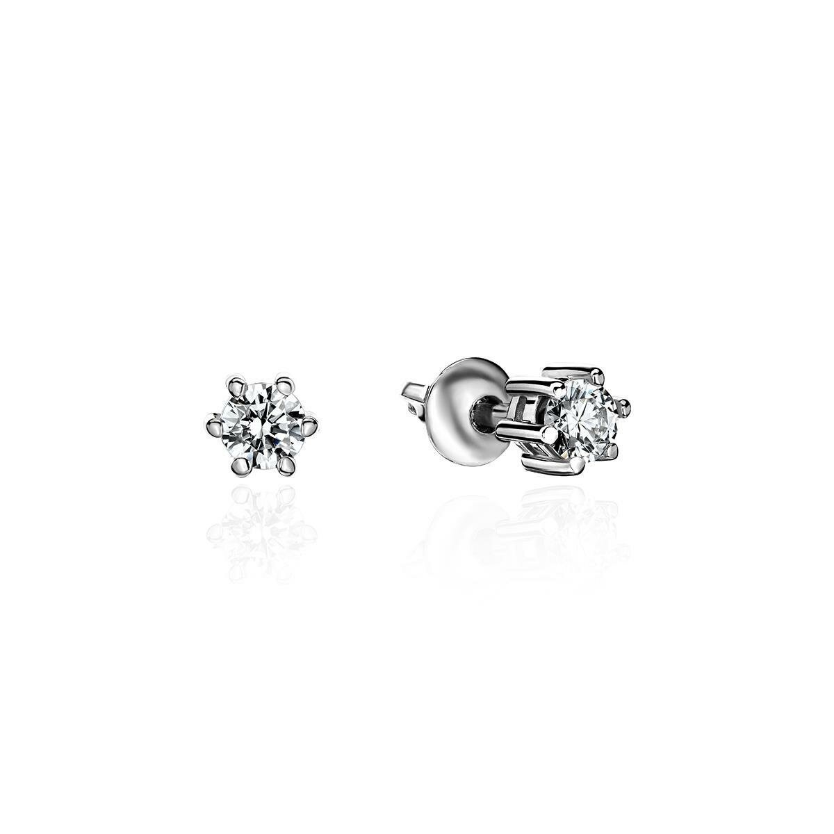 Серьги, белое золото, 585 проба, бриллиант