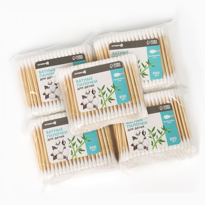 Ватные палочки, наконечник - классика, хлопок/бамбук(стик) 1000 шт.