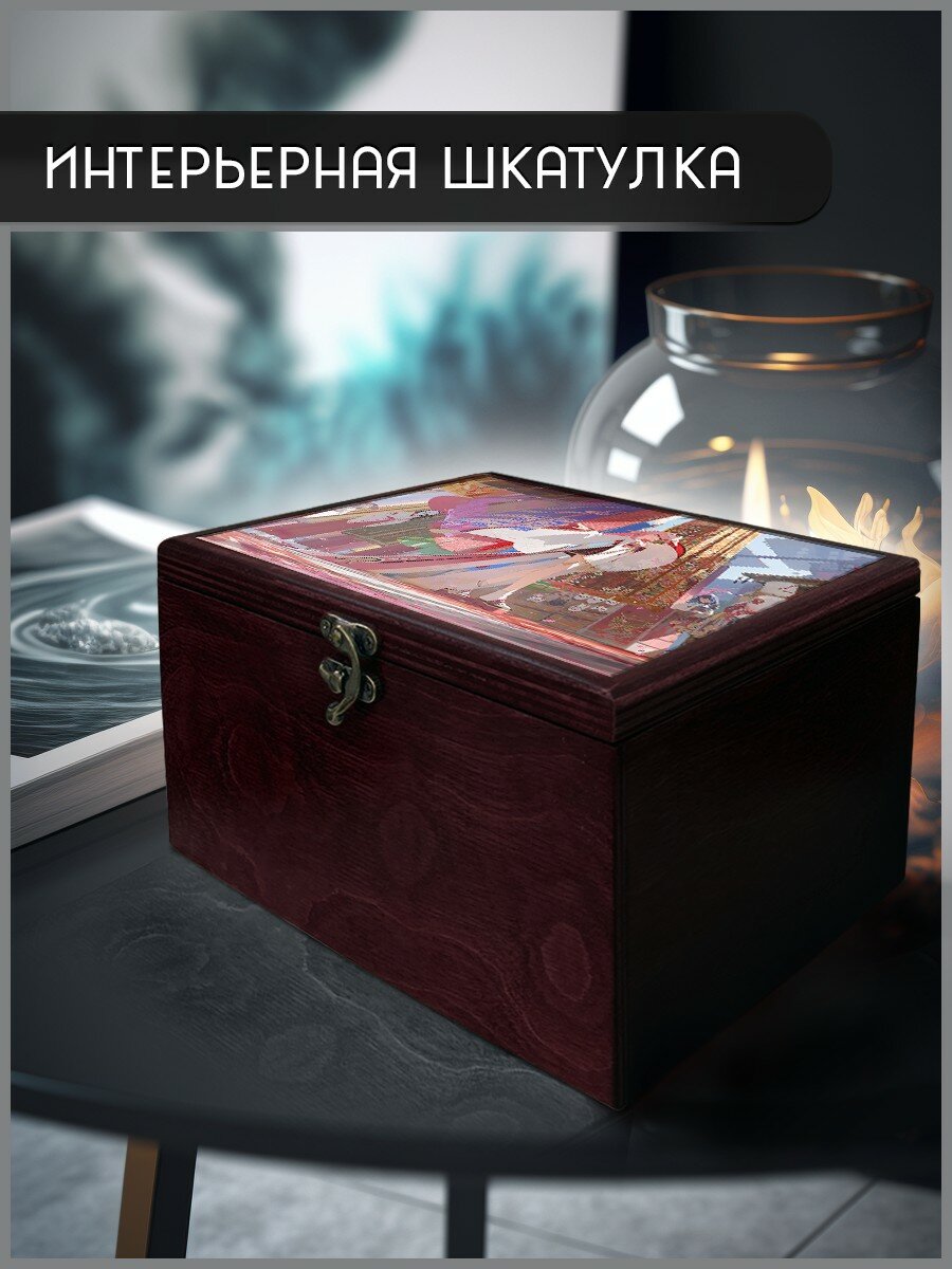 Шкатулка интерьерная вишня для украшений универсальная 22x17x12 см игра Genshin impact (Геншин импакт, Яэ Мико, PC, PS, Xbox, Switch) - 2087