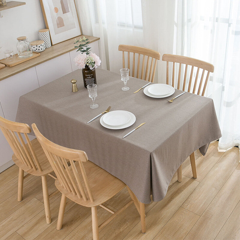Толстая хлопковая льняная ткань, однотонная скатерть, большая скатерть для конференц-стола, современная льняная скатерть, простая однотонная скатерть для обеденного стола