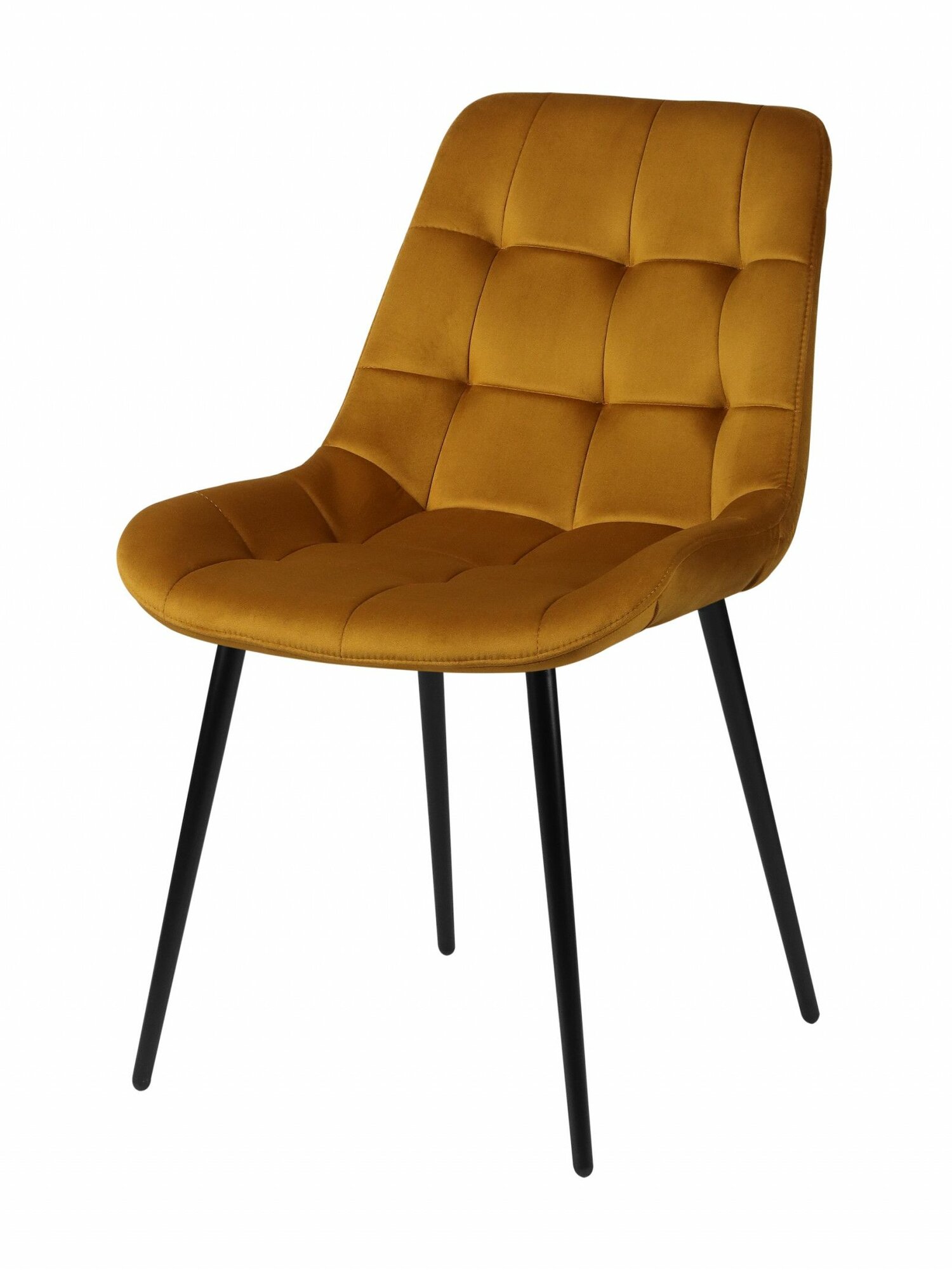 Стул кухонный Ambe Эйден, мягкий со спинкой, горчичный, с черными ножками
