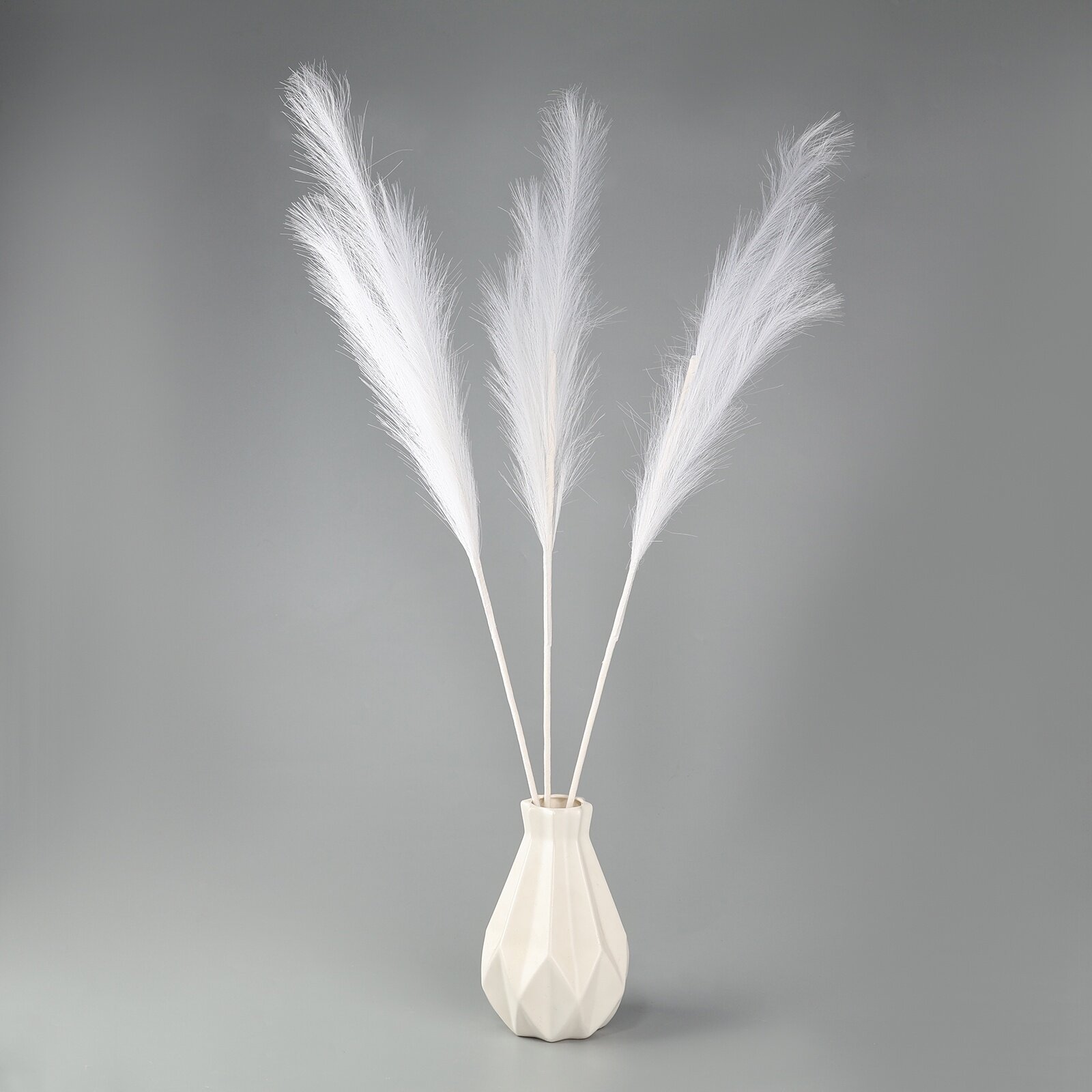 Пампасная искусственная трава высота 1 метр, набор 3 шт, цвет белый