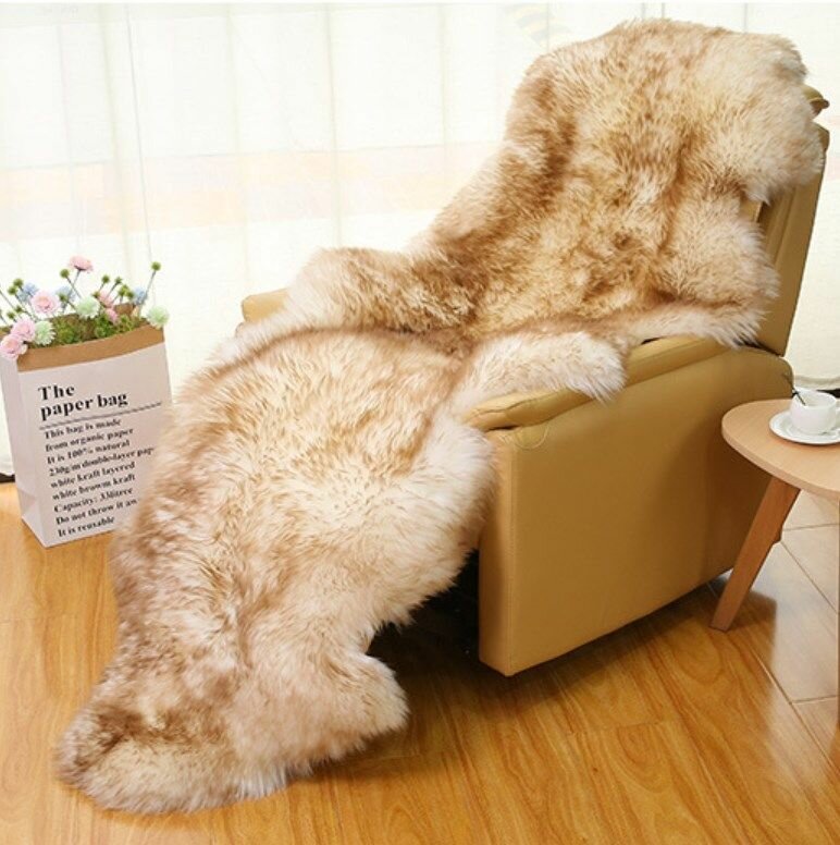 Шкура овечья натуральная, шкура на пол, коврик, накидка на диван,70*200cm