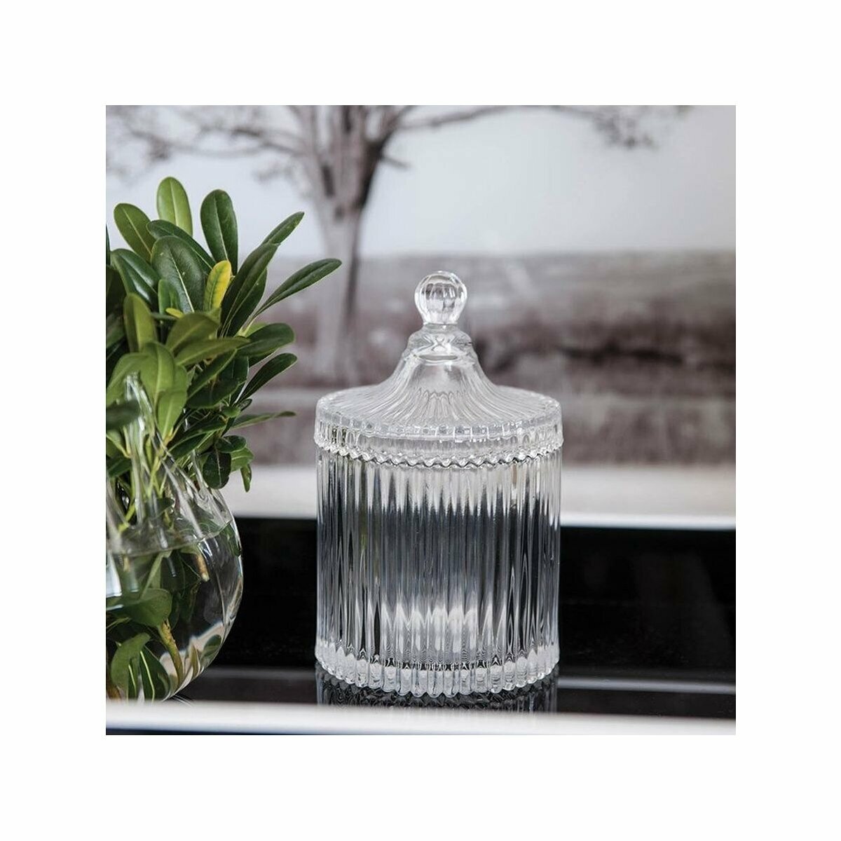 Конфетница Glasar AV75319, с крышкой, стекло, 10 см х 10см х 15см