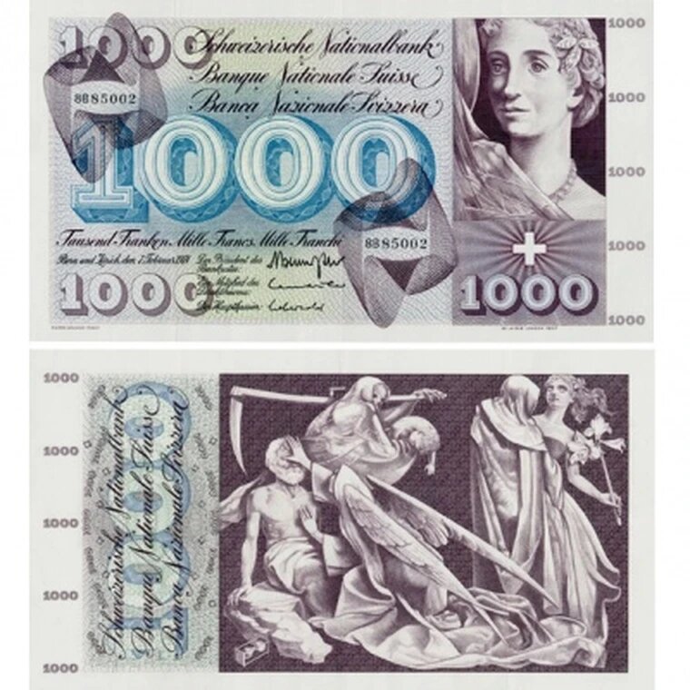 1000 франков 1974 Швейцарская Конфедерация, сувенирная копия, банкноты и купюры редкие коллекционные
