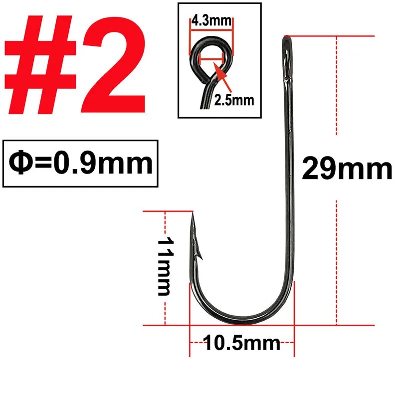25 шт. Рыболовные крючки Big Eye Round Bent для воблеров size 2