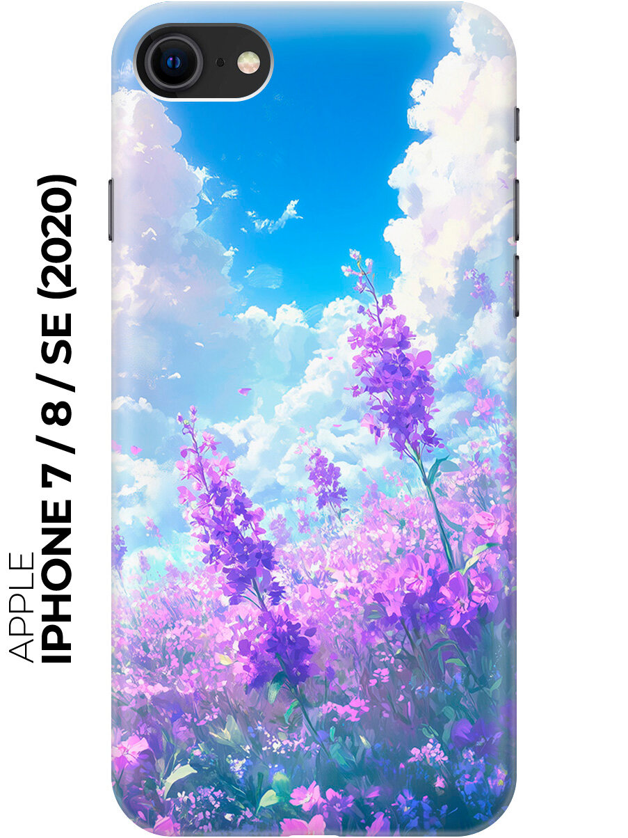 Силиконовый чехол на Apple iPhone SE (2022) / SE (2020) / 8 / 7 с принтом "Поле лаванды"