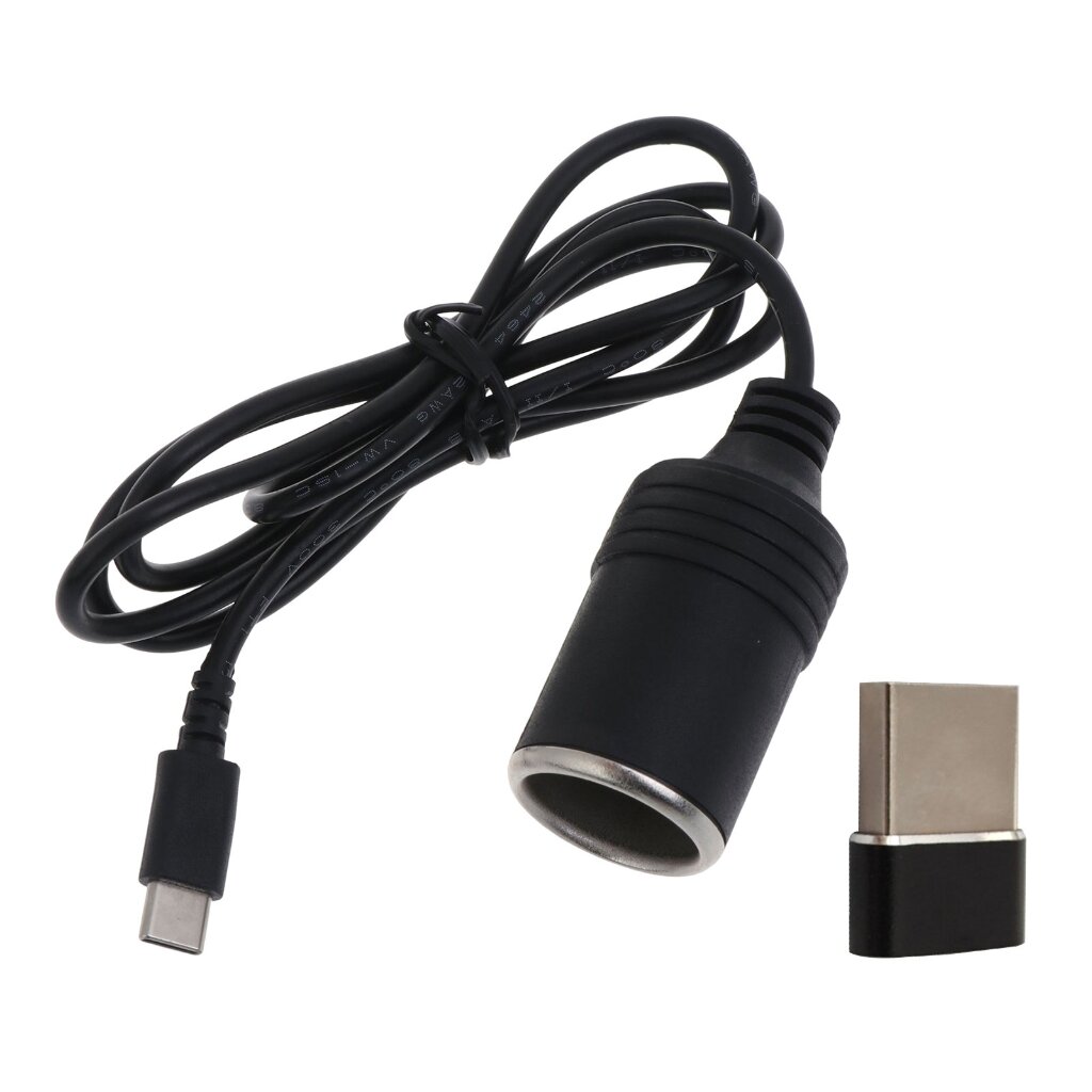 USB-адаптер + Type C к гнездовому порту прикуривателя 12 В, шнур питания-2 метра