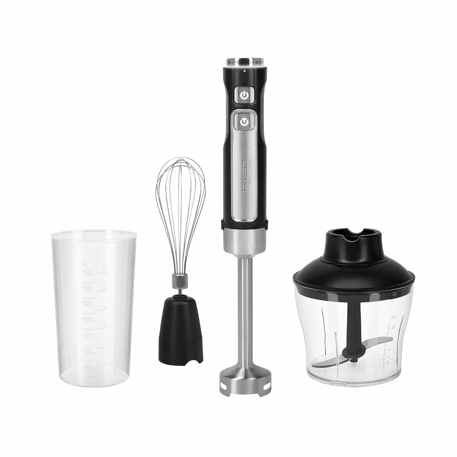 Погружной блендер RED Solution HB2902, 20 скоростей, защита от перегрева, серебристый/черный
