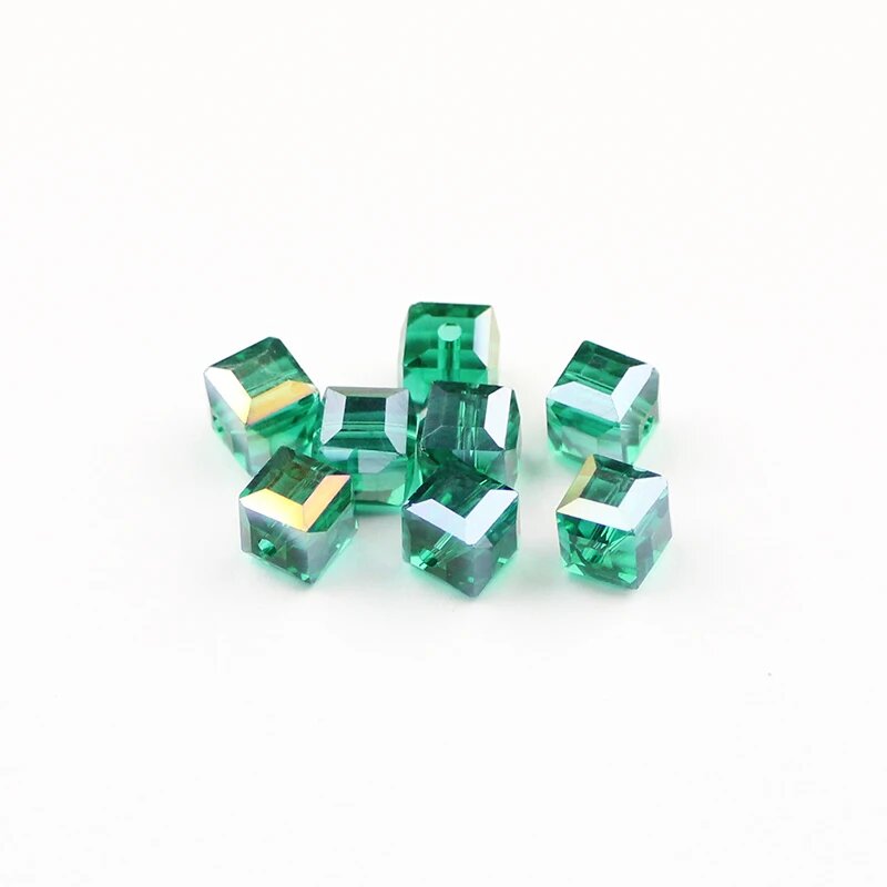 YHBZRET квадратные хрустальные бусины 8 мм 30 шт Изумрудный, Malachite green