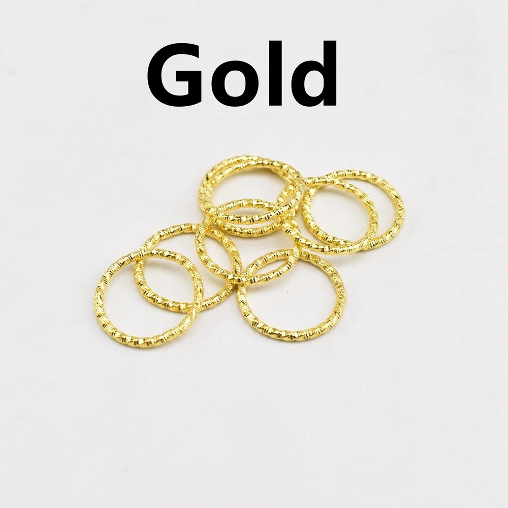 Металлические рельефные кольца для бижутерии JS144 8-20 мм 1.8x18mm 20pcs, Gold