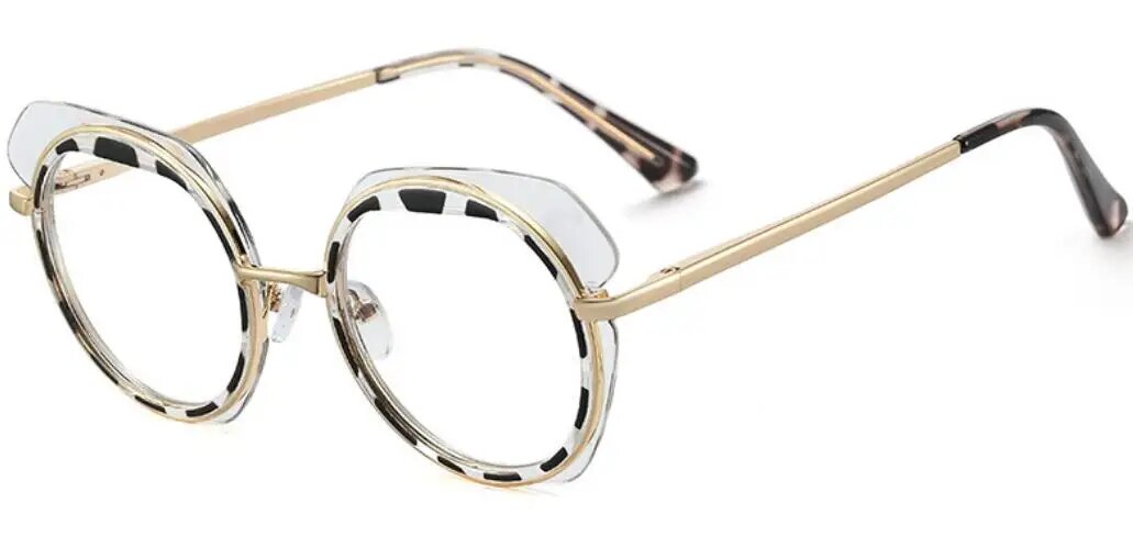 Женские круглые очки Glocco C4 clear leopard, -75