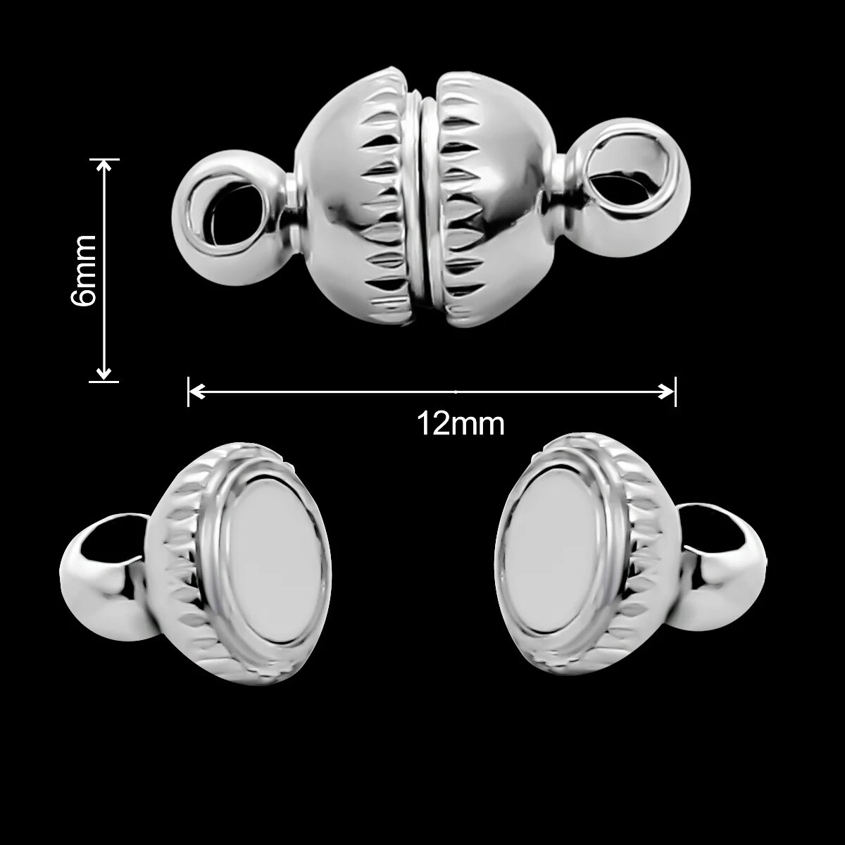 Магнитная застежка для бижутерии Hua Ming Ce, Белый, 12x6mm