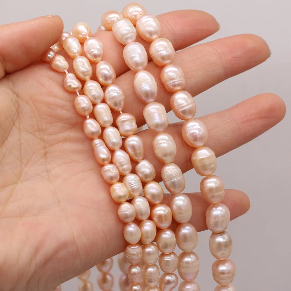 Розовые натуральные пресноводные жемчужины формы риса 5-9 мм 7-8mm-A